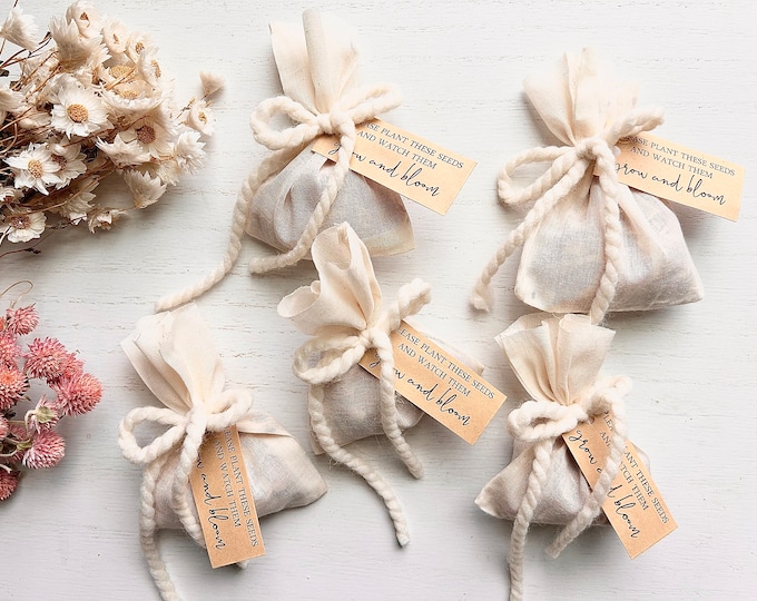 Wild Flower Seed Favors With Labels // Varying Ribbon Options - Etsy