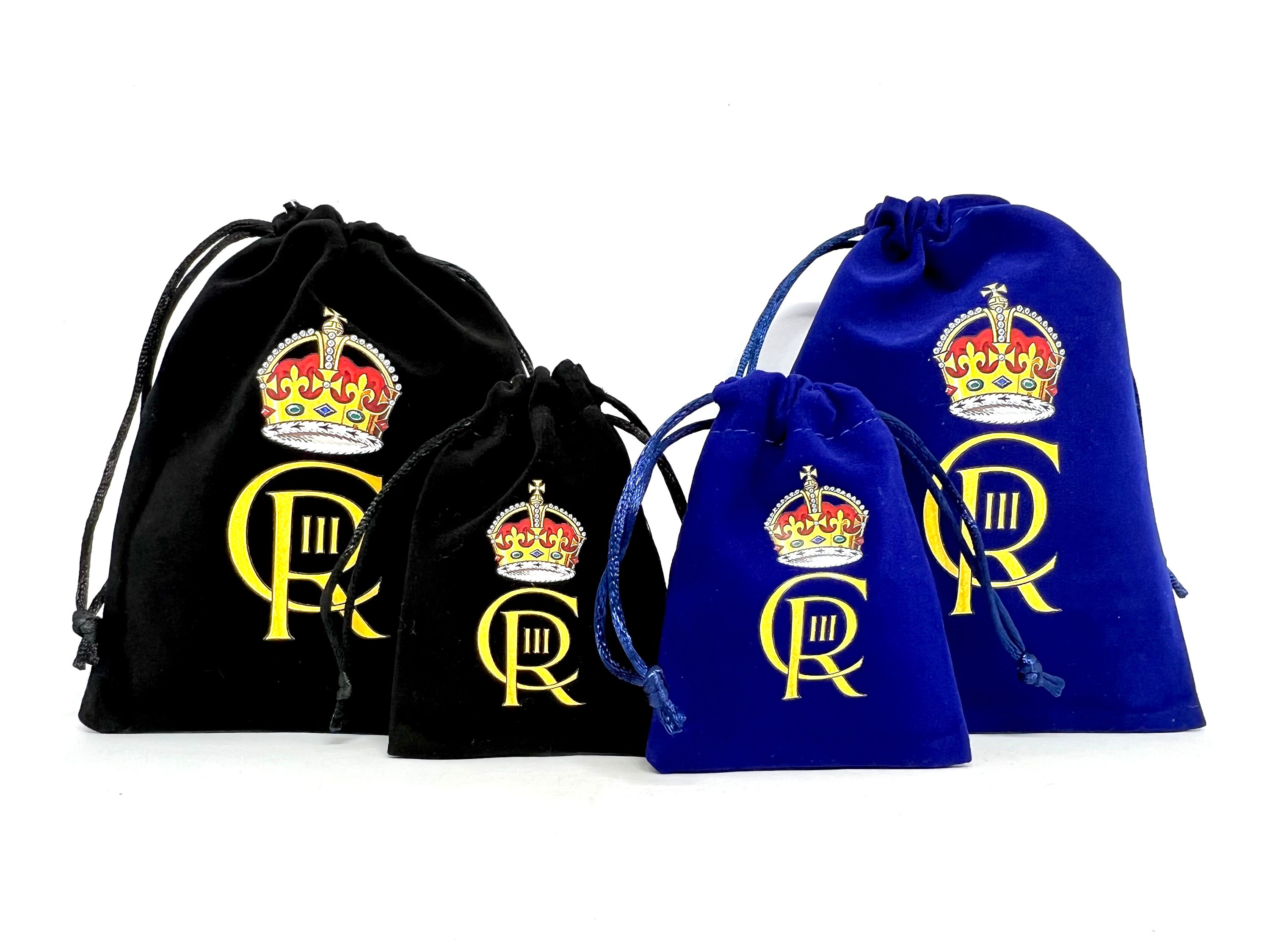 King Charles CRIII Royal Cypher Velvet Jewellery Bags Pouches Monarchy ...