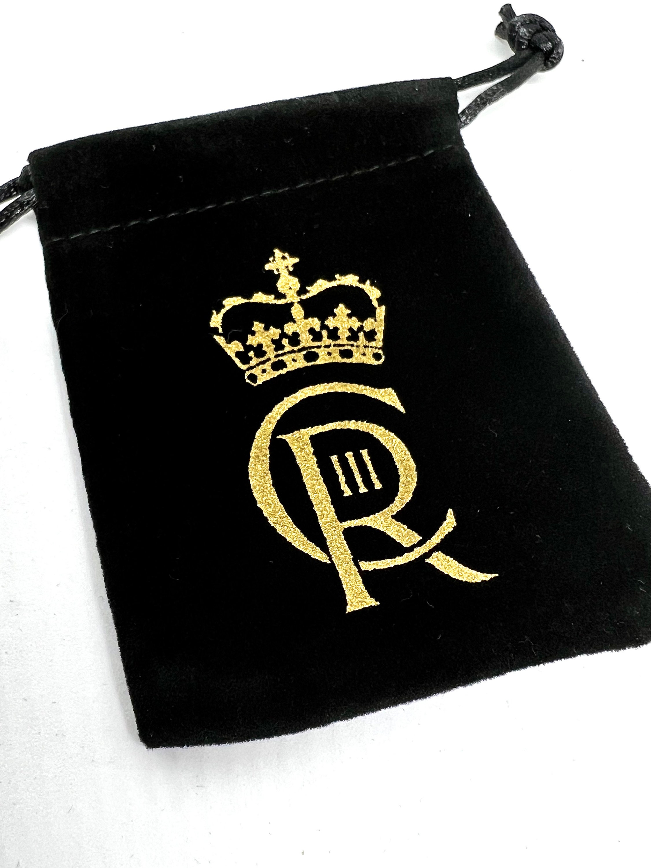 King Charles CRIII Royal Cypher Deluxe Velvet Jewellery Drawstring Bags ...
