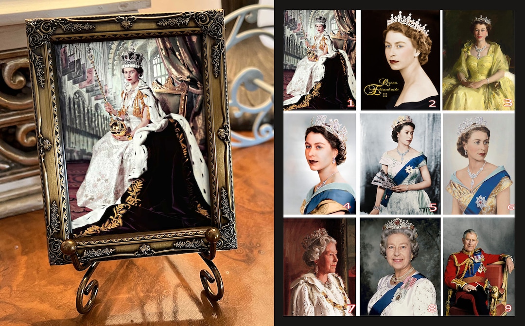 QUEEN ELIZABETH II Mini Framed Portrait With Easel in Gift Box - Royal ...
