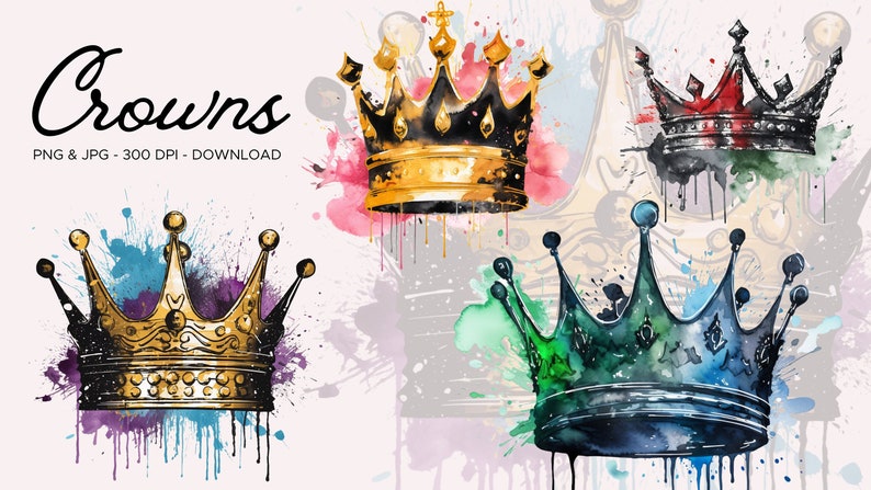 12 CROWNS - Grunge Crowns, Church Clipart, Easter Themes, Christian Clipart, PNG & JPG Format ...