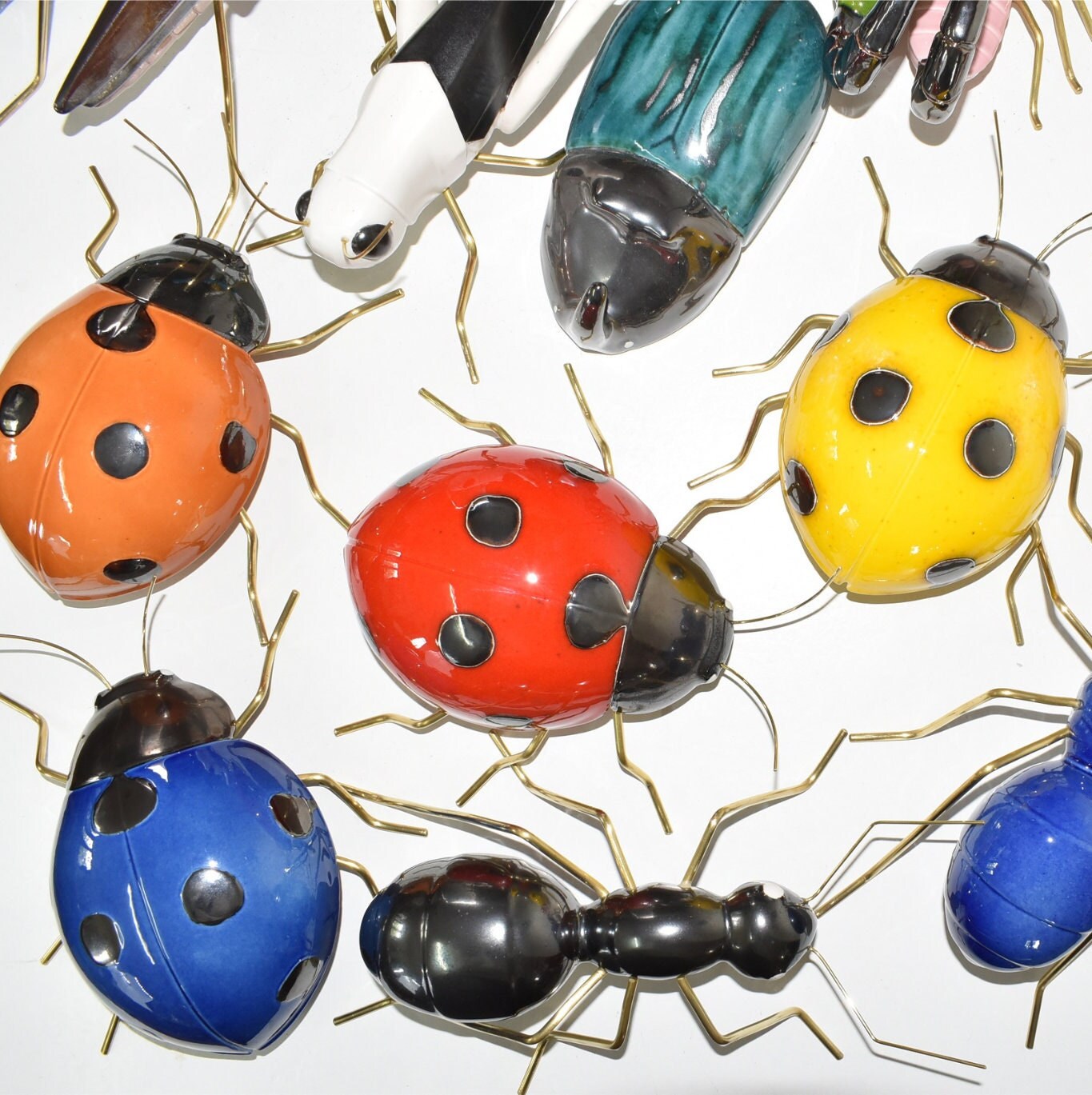 Yellow Ladybug in Decorative Ceramics and Brass Manual Artistic Insect ...