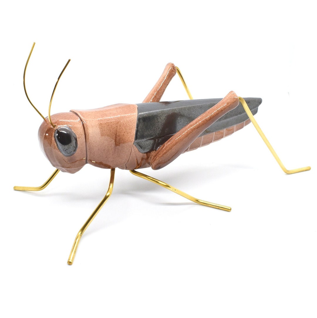 Antique Pink Grasshopper in Decorative Ceramic and Brass - Vintage ...