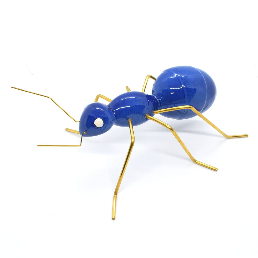Cobalt Blue Ant in Decorative Ceramics and Brass Unique Art Piece ...