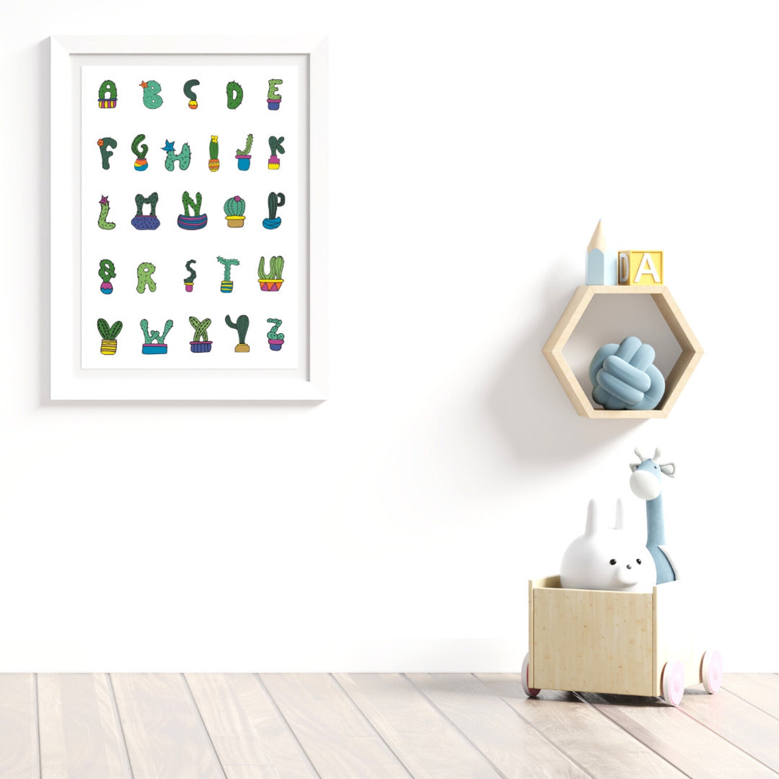 Cactus Alphabet Poster Kids Playroom Educational Poster - Etsy