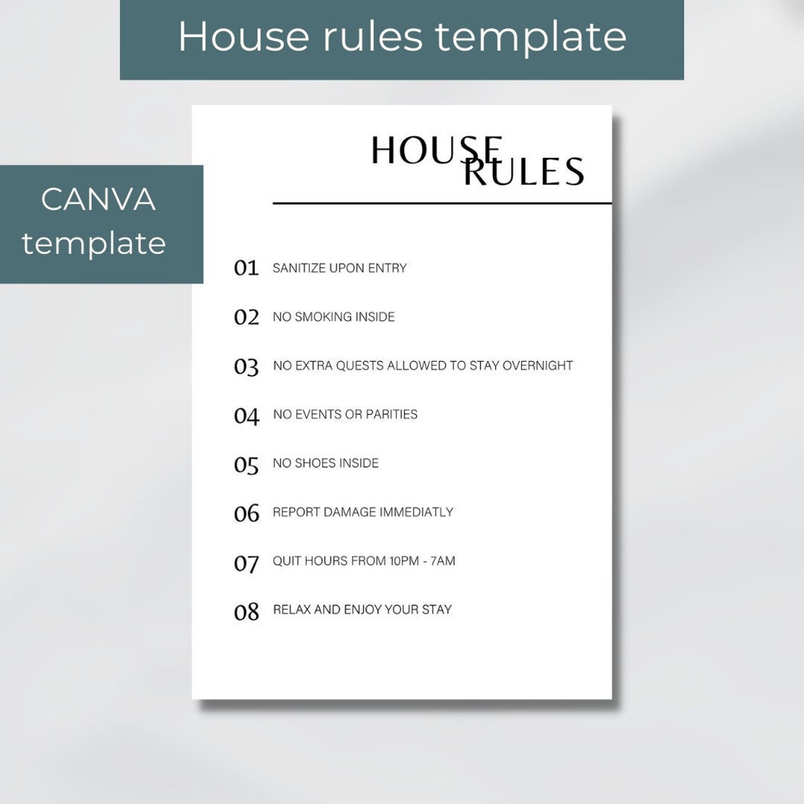 Airbnb House Rules Sign Template, Editable in Canva, Superhost Vacation ...