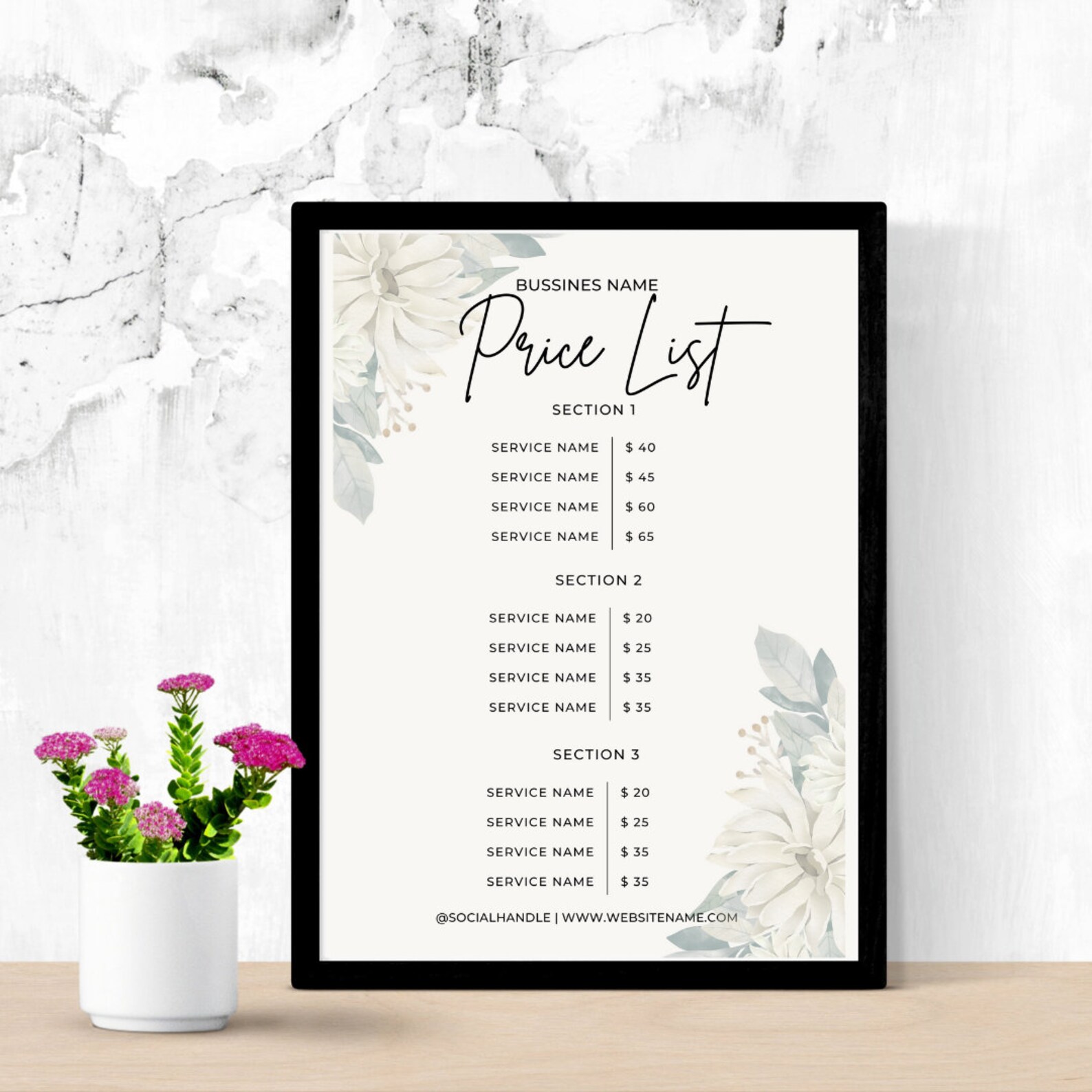 Editable Price List Template, Printable Price Sheet, Small Business ...