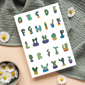 Cactus Alphabet Poster Kids Playroom Educational Poster - Etsy