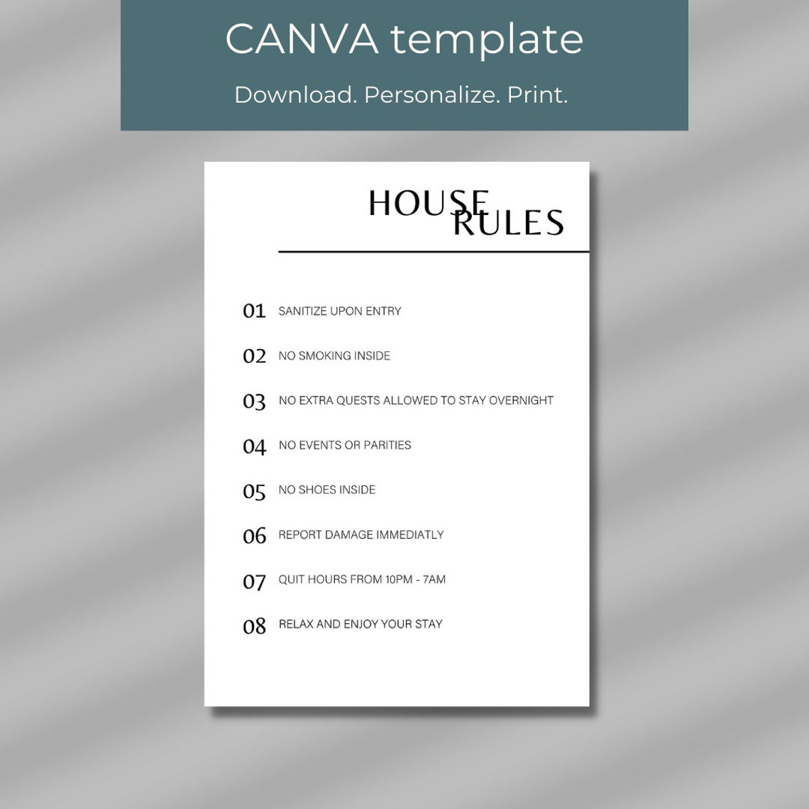 Airbnb House Rules Sign Template, Editable in Canva, Superhost Vacation ...