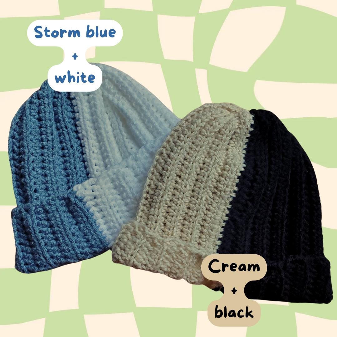Dual Split Colour Handmade Crochet Beanie! | Two Color Crochet Beanie ...