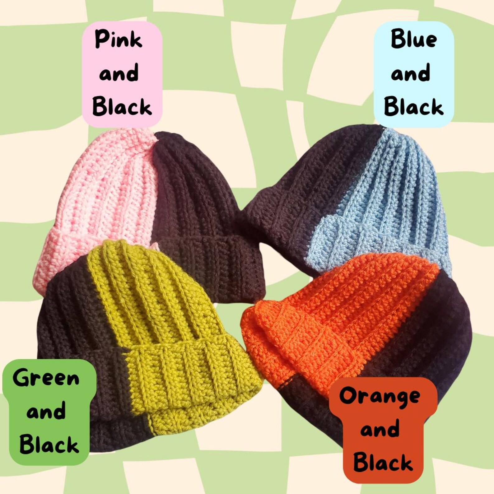 Dual Split Colour Handmade Crochet Beanie! | Two Color Crochet Beanie ...