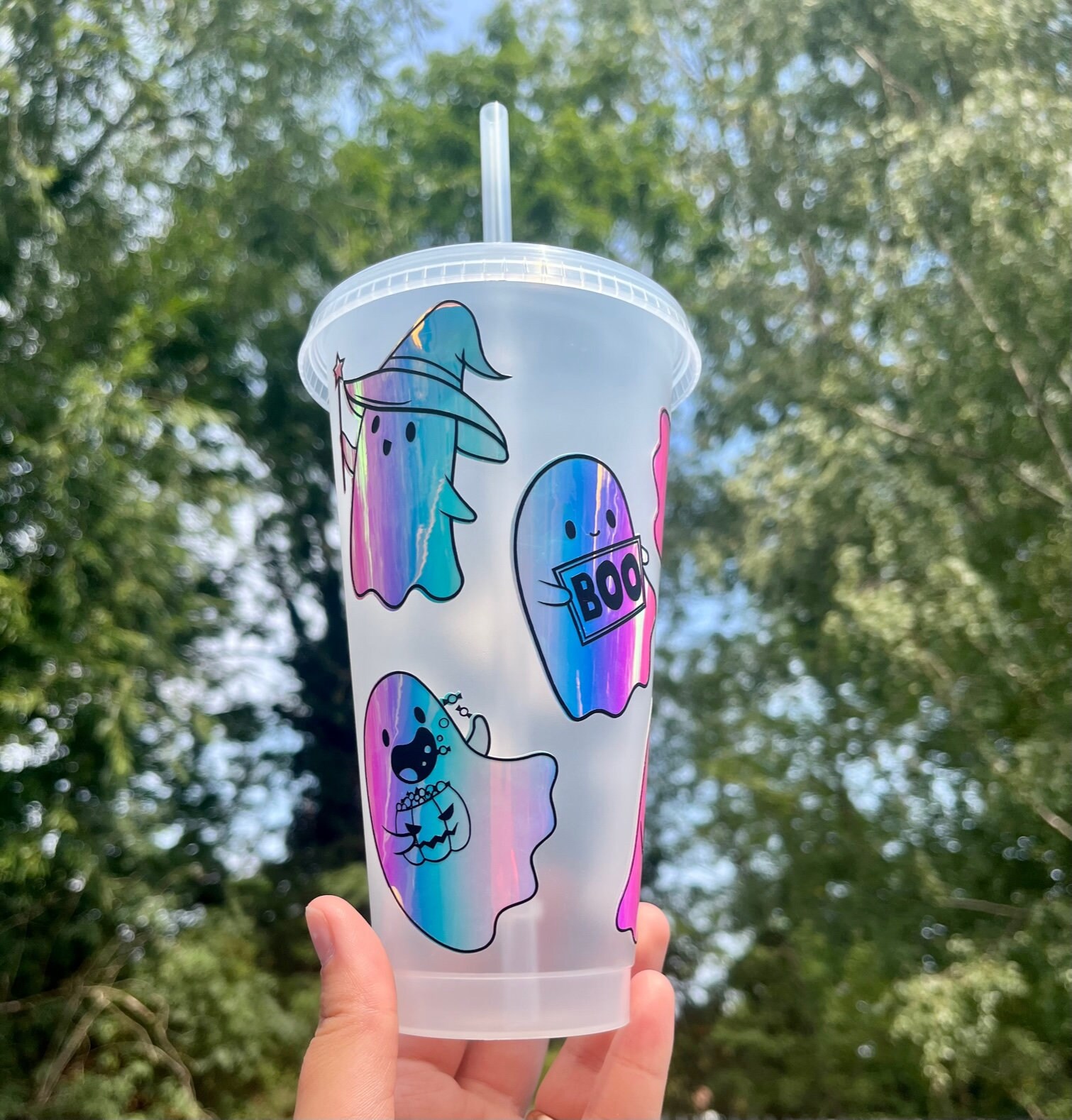 Cute Ghost Cold Cup Holographic Ghosts 24oz Plastic Cold Cup - Etsy