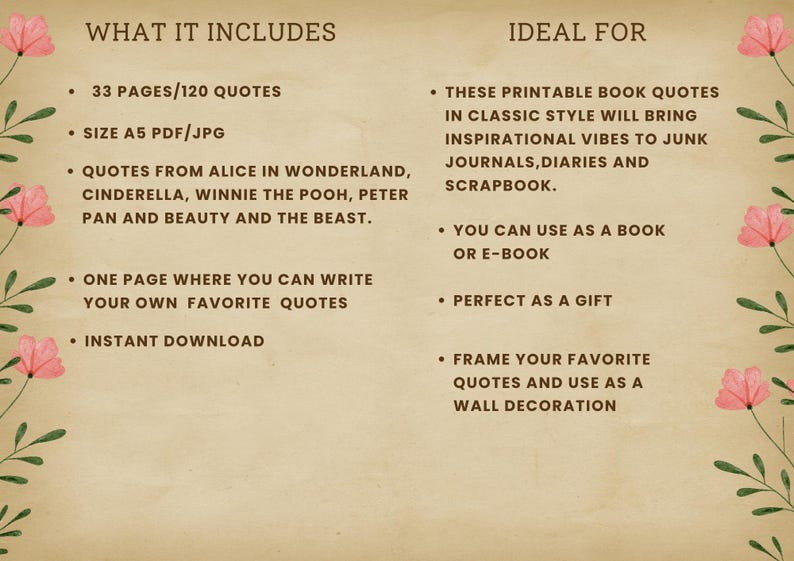 Fairy Tale Printable Quotes Book,fairy Poems Ephemera Words, Alice in ...