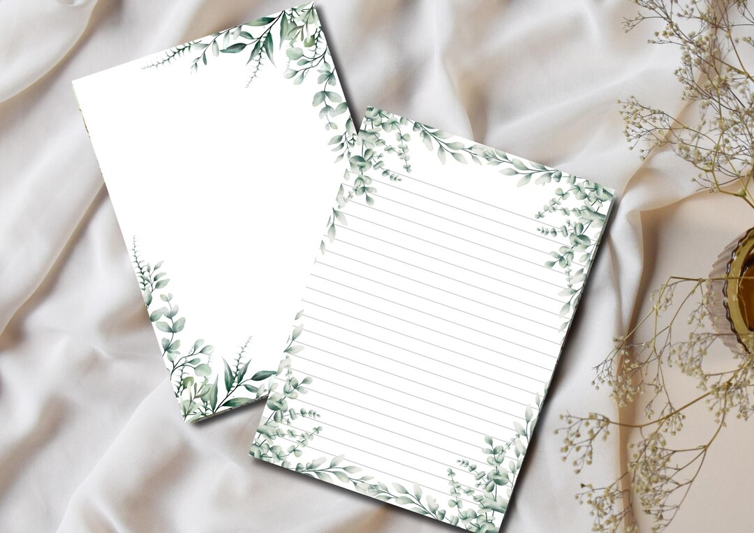 Eucalyptus Botanical Writing Paper Set: Lined & Unlined (digital ...