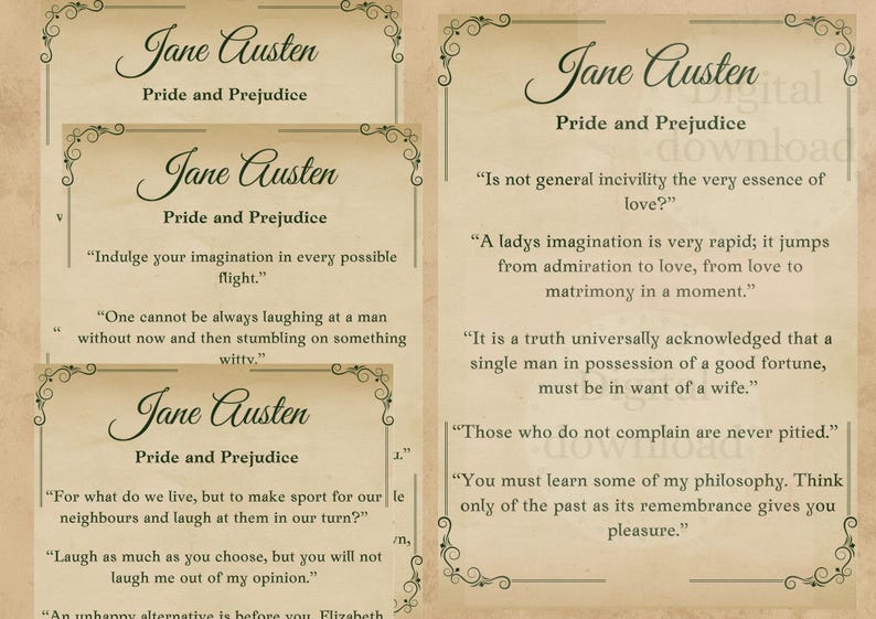 Jane Austen Vintage Quotes Book, Ephemera Words, Junk Journals ...