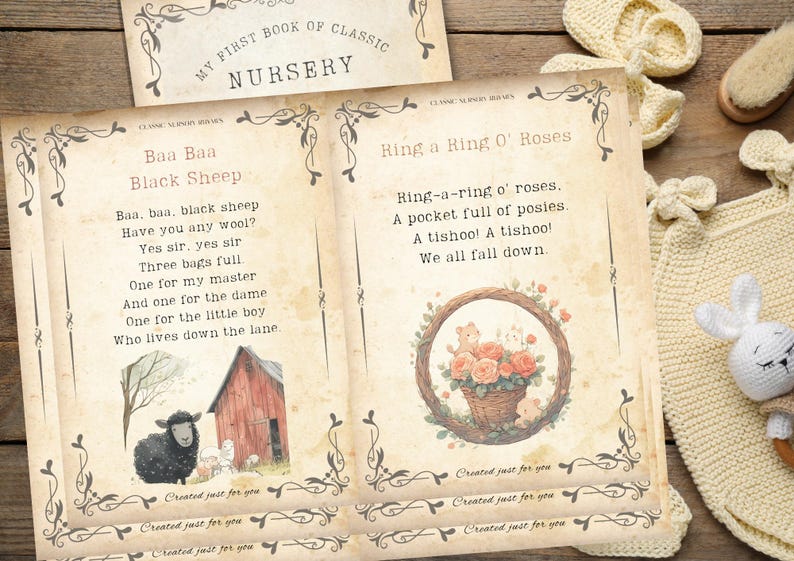 Vintage Classic Nursery Rhymes Book for Babies , Digital E-book ...