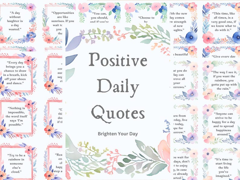 Positive Daily Quotes,watercolor Frame,daily Motivation Cards,printable ...