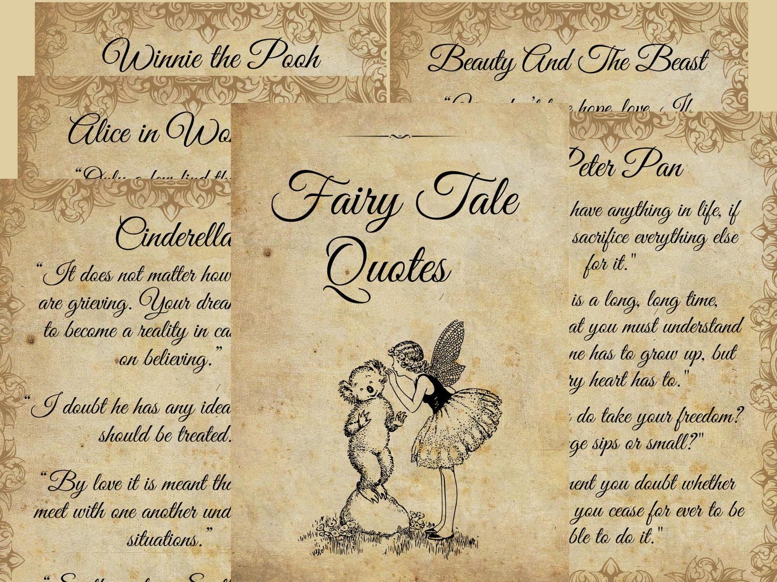 Vintage Fairy Tale Printable Quotes Collection,fairy Poems Ephemera ...
