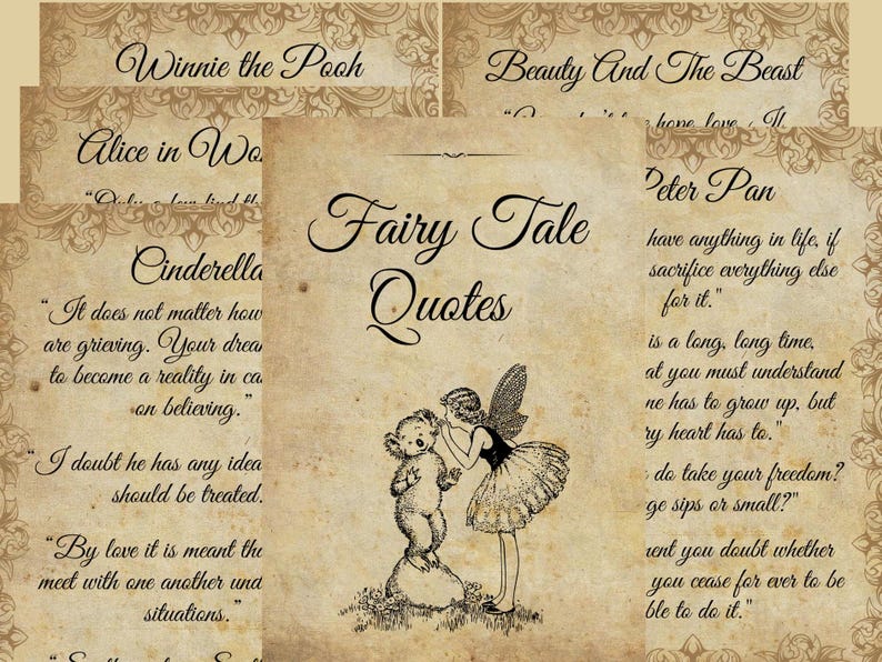 Vintage Fairy Tale Printable Quotes Collection,fairy Poems Ephemera ...