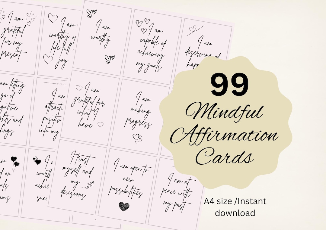 99 Positive Affirmation Cards: Mindful Inspiration (digital Download ...