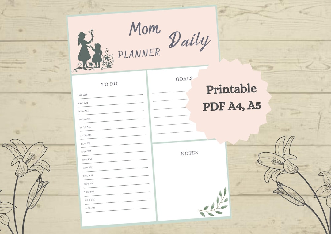 Printable Mom Daily Planner, to Do List, Mother's Daily Planner, Daily ...