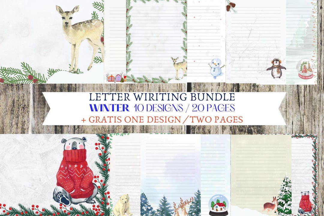 Letter Writing Bundle,winter Printable Stationary, Writing Paper,set of ...