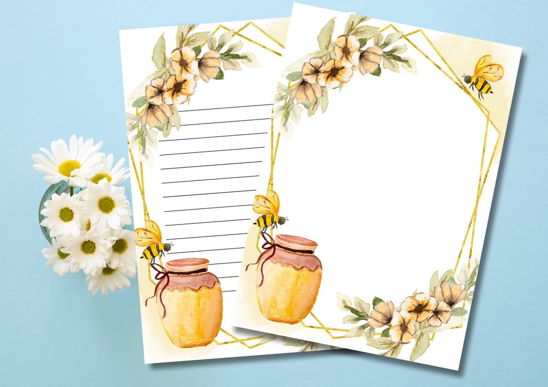 Stationery Set,honey and Bee Letter Writing Paper,lined and Unlined ...