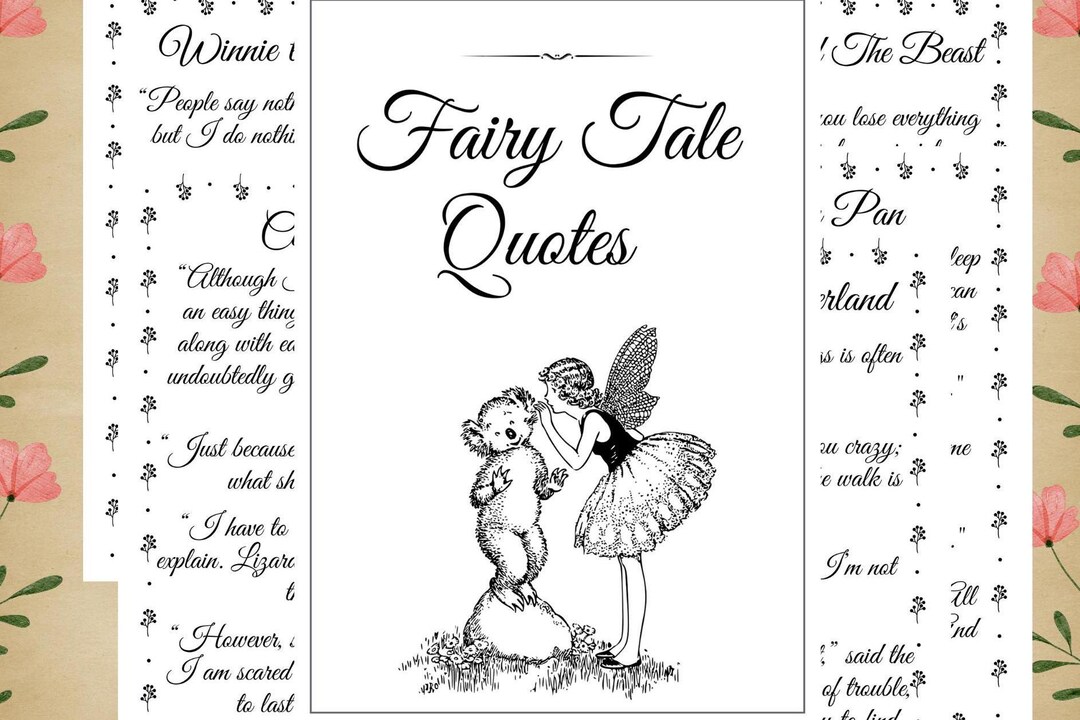 Fairy Tale Printable Quotes Book,fairy Poems Ephemera Words, Alice in ...