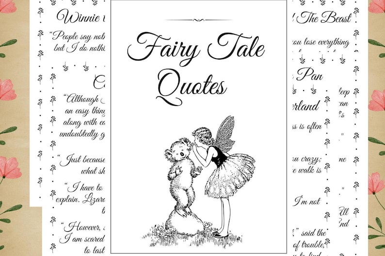 Fairy Tale Printable Quotes Book,fairy Poems Ephemera Words, Alice in ...