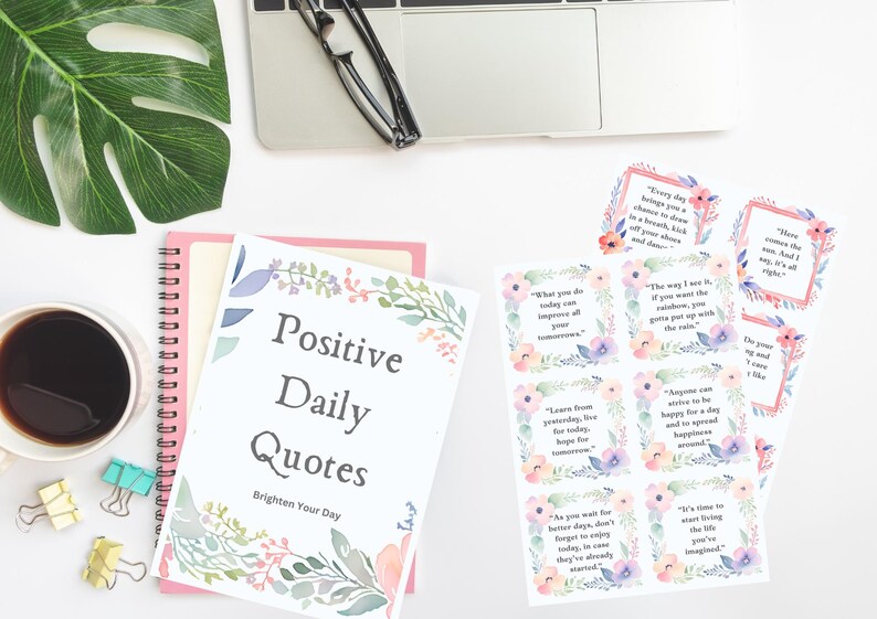 Positive Daily Quotes,watercolor Frame,daily Motivation Cards,printable ...