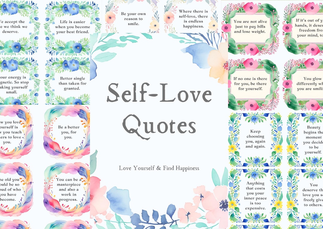 Self-love Quotes: Watercolor Floral Frame Prints (digital Download) - Etsy