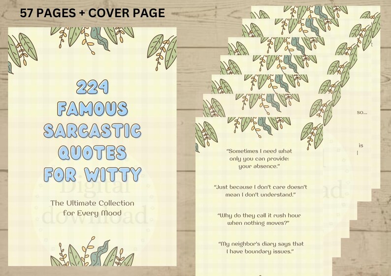 Sarcastic Quotes Book: 224 Funny Sayings Collection (A5 PDF Digital ...