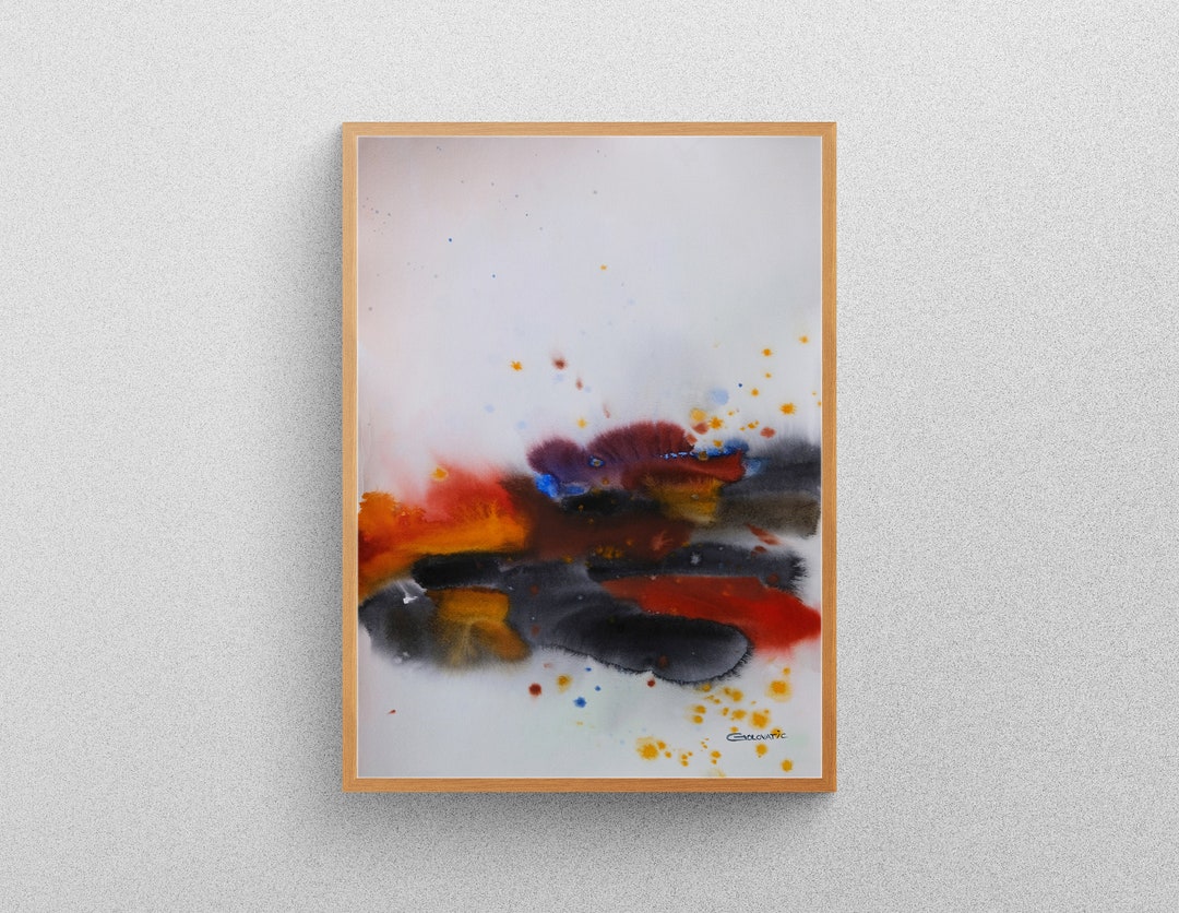 Abstract Watercolor Painting on Paper. Abstract Landscape, Original ...