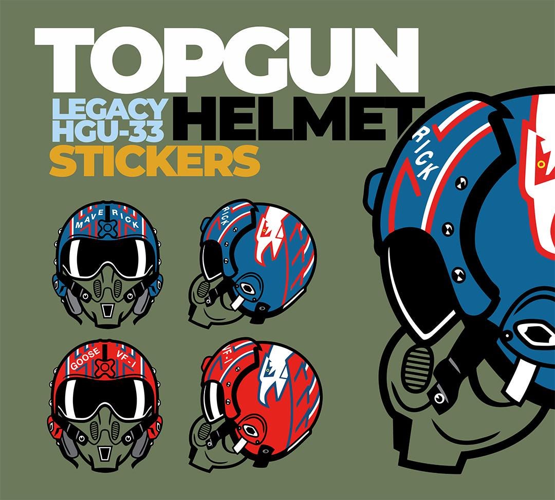 Top Gun Helmets Stickers Legacy HGU-33 80's Top Gun Vector Art Maverick ...