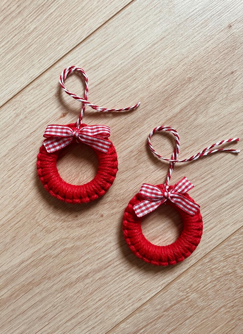 Mini Macrame Christmas Wreaths – Bohemian Tree Ornaments – Handmade ...