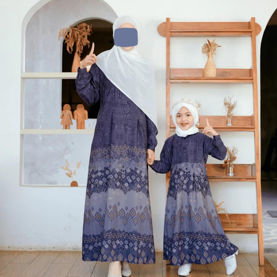 Couple Mom Anda Kids Abaya Atika Series /abaya Khimar Set/dress for ...