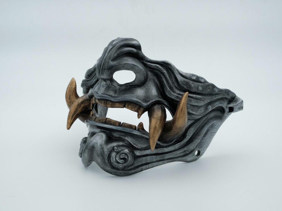 3D Printed Japanese Oni Samurai Mask - Ghost of Tsushima Inspired ...