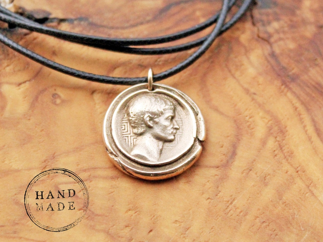 Augustus Necklace, Roman Emperor, Caesar Statue, Bronze Augustus Bust ...