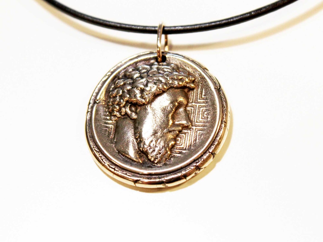 Large Marcus Aurelius Necklace, Stoicism Coin, Intaglio Stoic Pendant ...