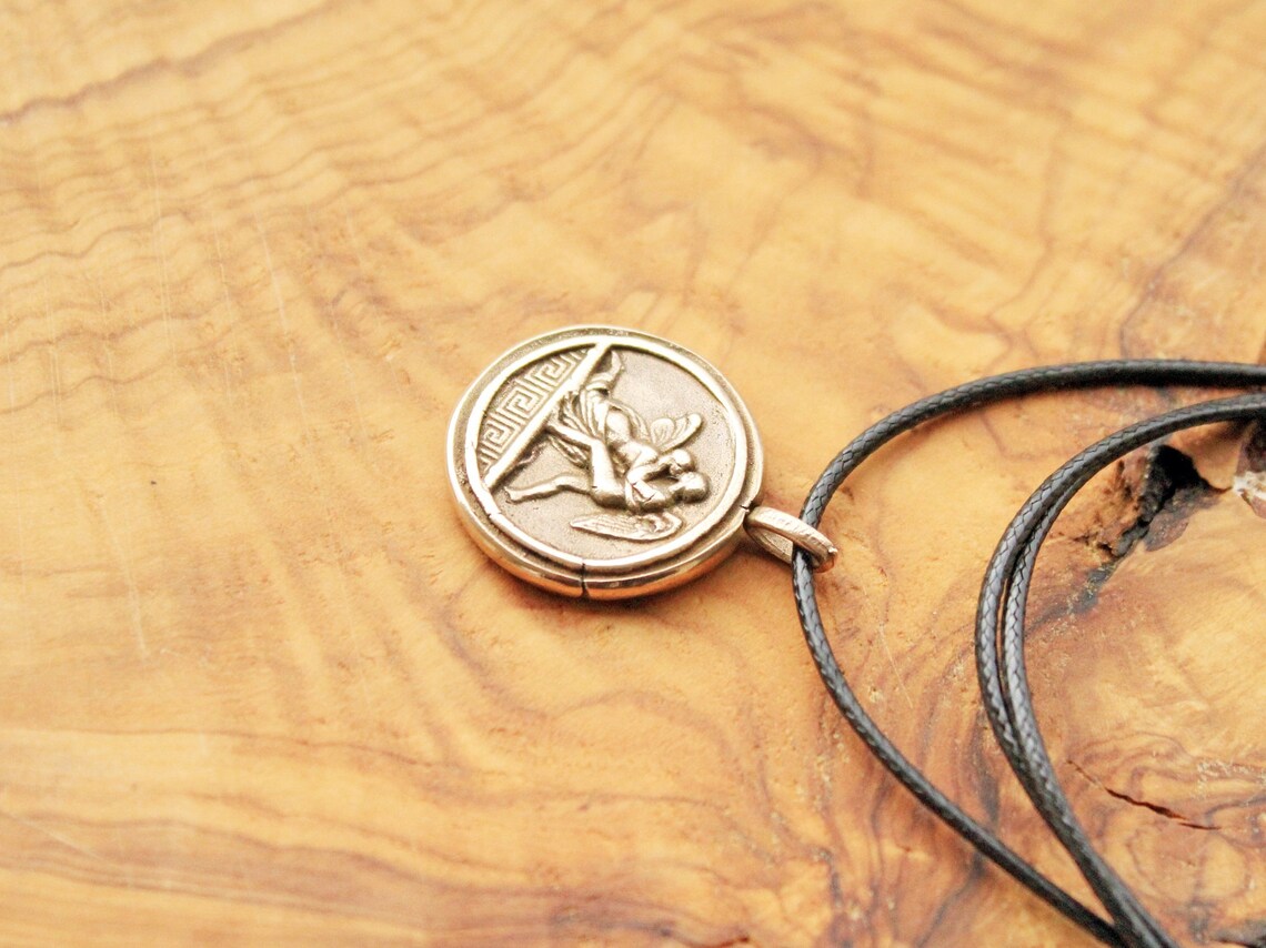 Handmade Cupid and Psyche Pendant, Bronze Greek Mythology Jewelry - Etsy