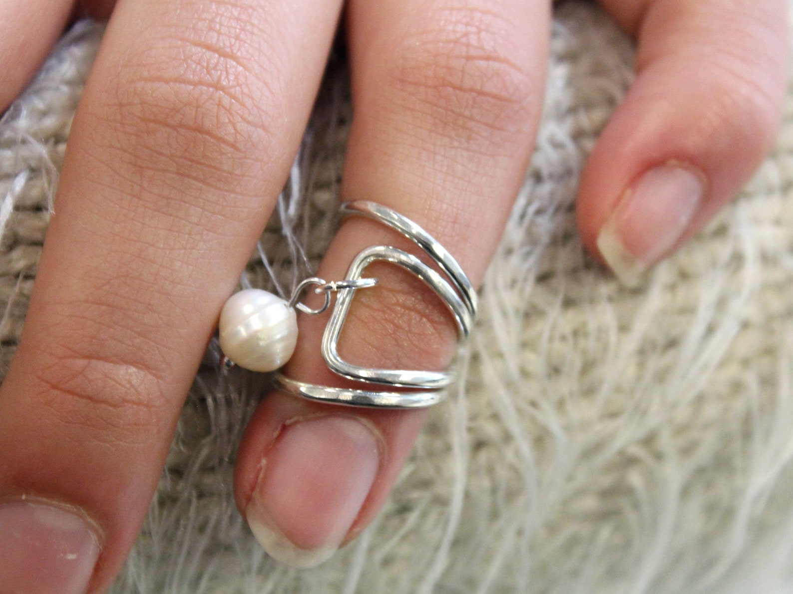 Lateral Deviation Arthritis Ring, Adjustable Silver Pearl Charm Splint ...