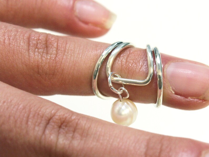 Lateral Deviation Arthritis Ring, Adjustable Silver Pearl Charm Splint ...