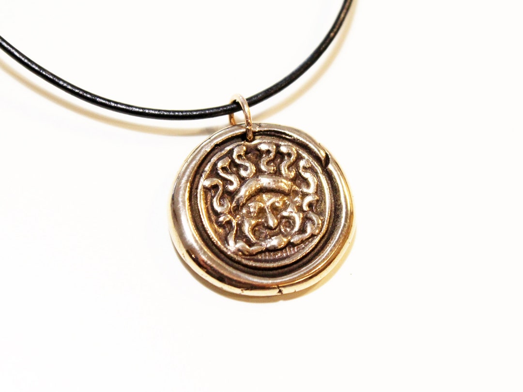 Bronze Medusa Necklace, Greek Coin Pendant, Gorgon Charm - Etsy