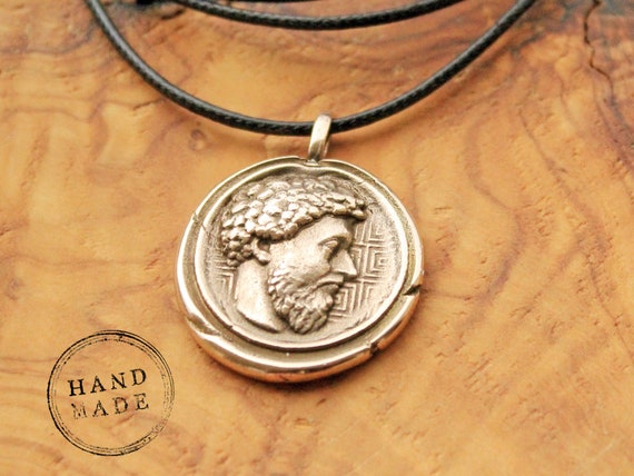 Large Marcus Aurelius Necklace Stoicism Coin Intaglio Stoic - Etsy