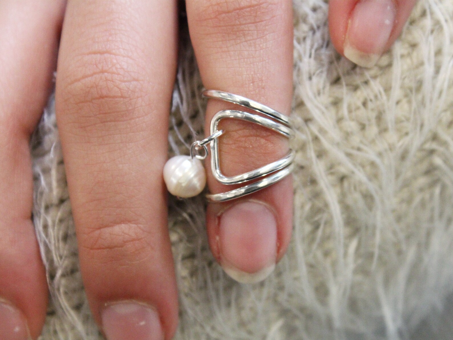 Lateral Deviation Arthritis Ring, Adjustable Silver Pearl Charm Splint ...