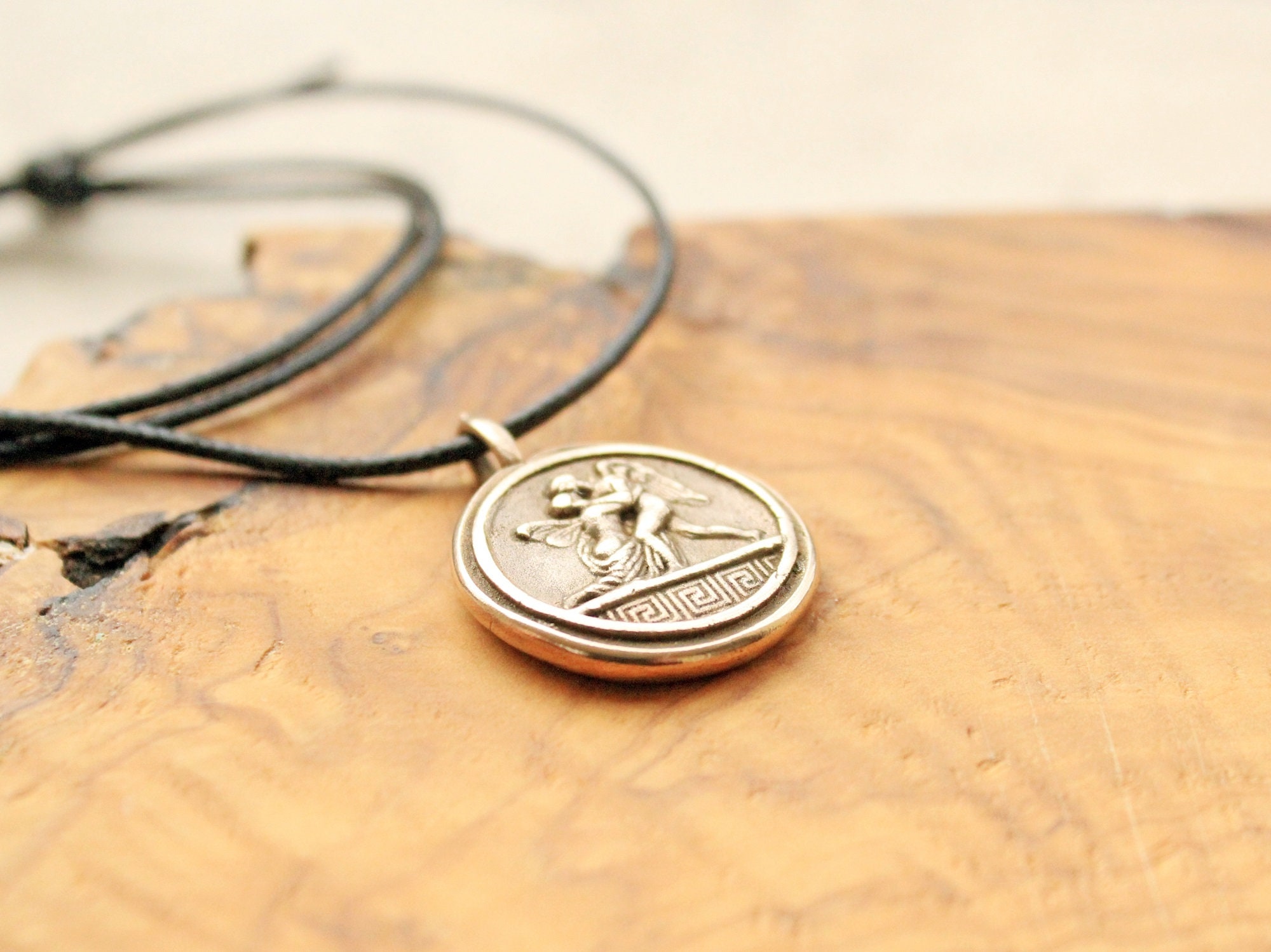 Handmade Cupid and Psyche Pendant, Bronze Greek Mythology Jewelry - Etsy
