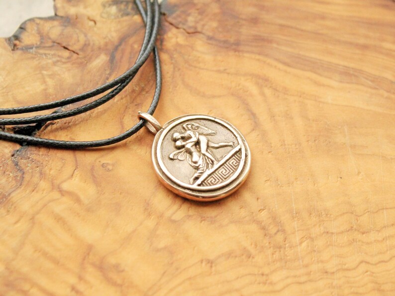 Handmade Cupid and Psyche Pendant, Bronze Greek Mythology Jewelry - Etsy