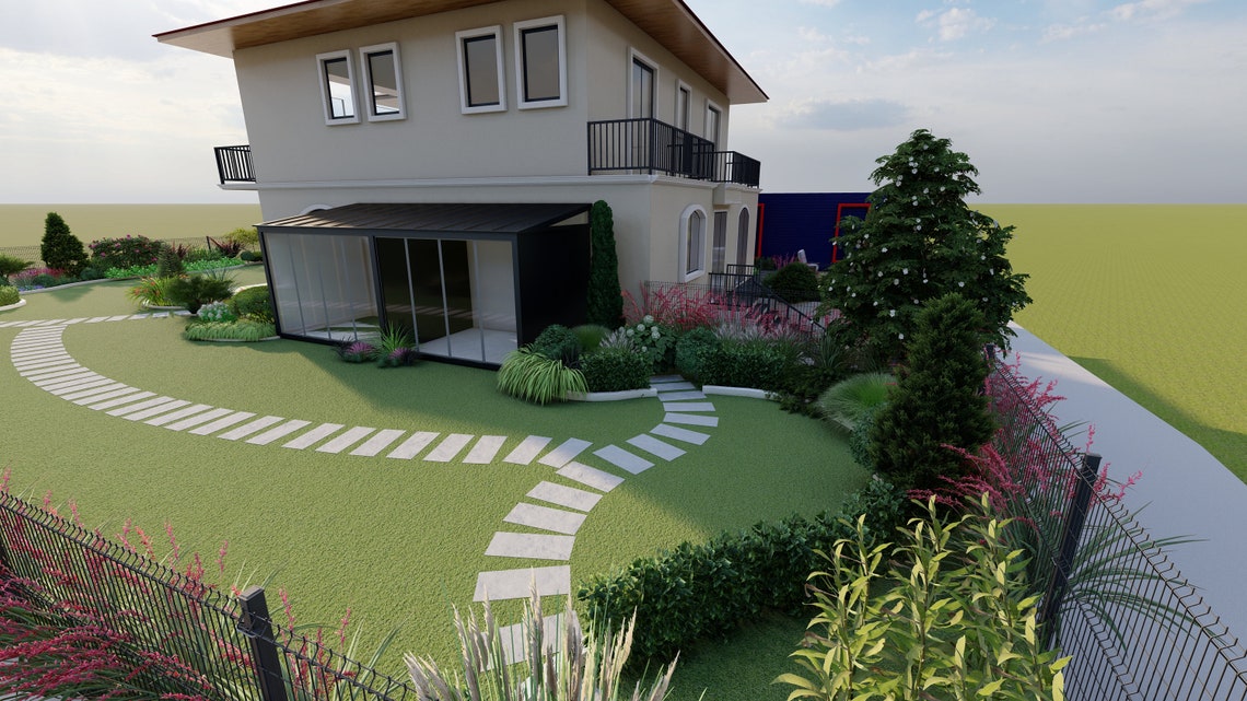 Custom Backyard 3D Design Rendering: Landscape & Pool (digital Download ...