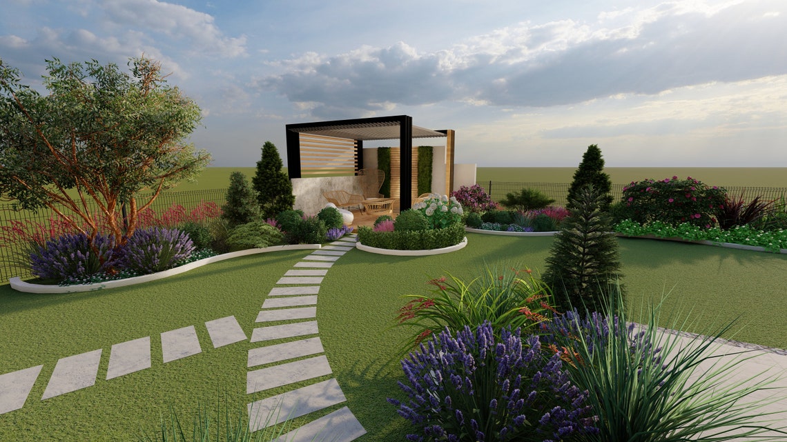 Premade Fence Landscape , Magnolia Tree Design, Zone 5-8 Landscape ...