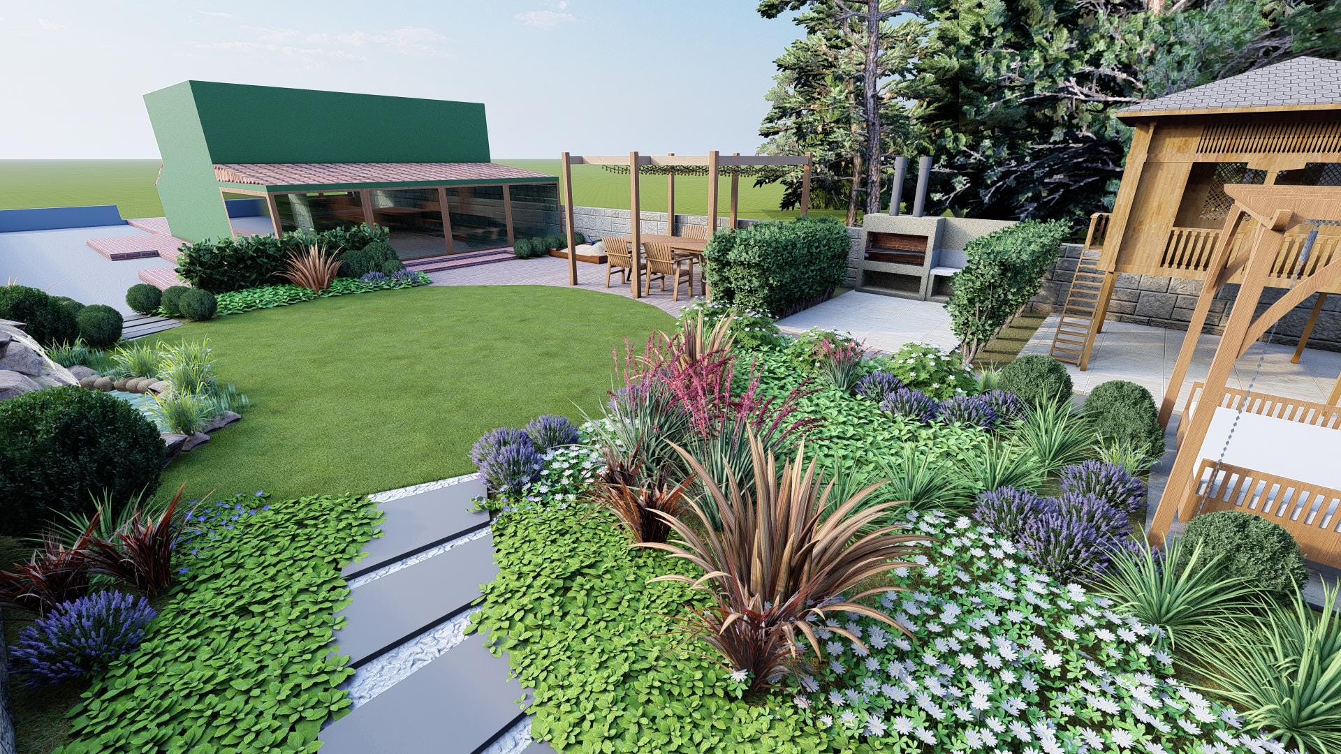 Online Backyard Design, Backyard 3D Rendering, 3d Rendering, Custom ...